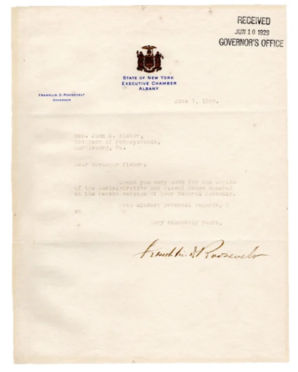 Authentic Franklin D. Roosevelt Signed Letter w/COA